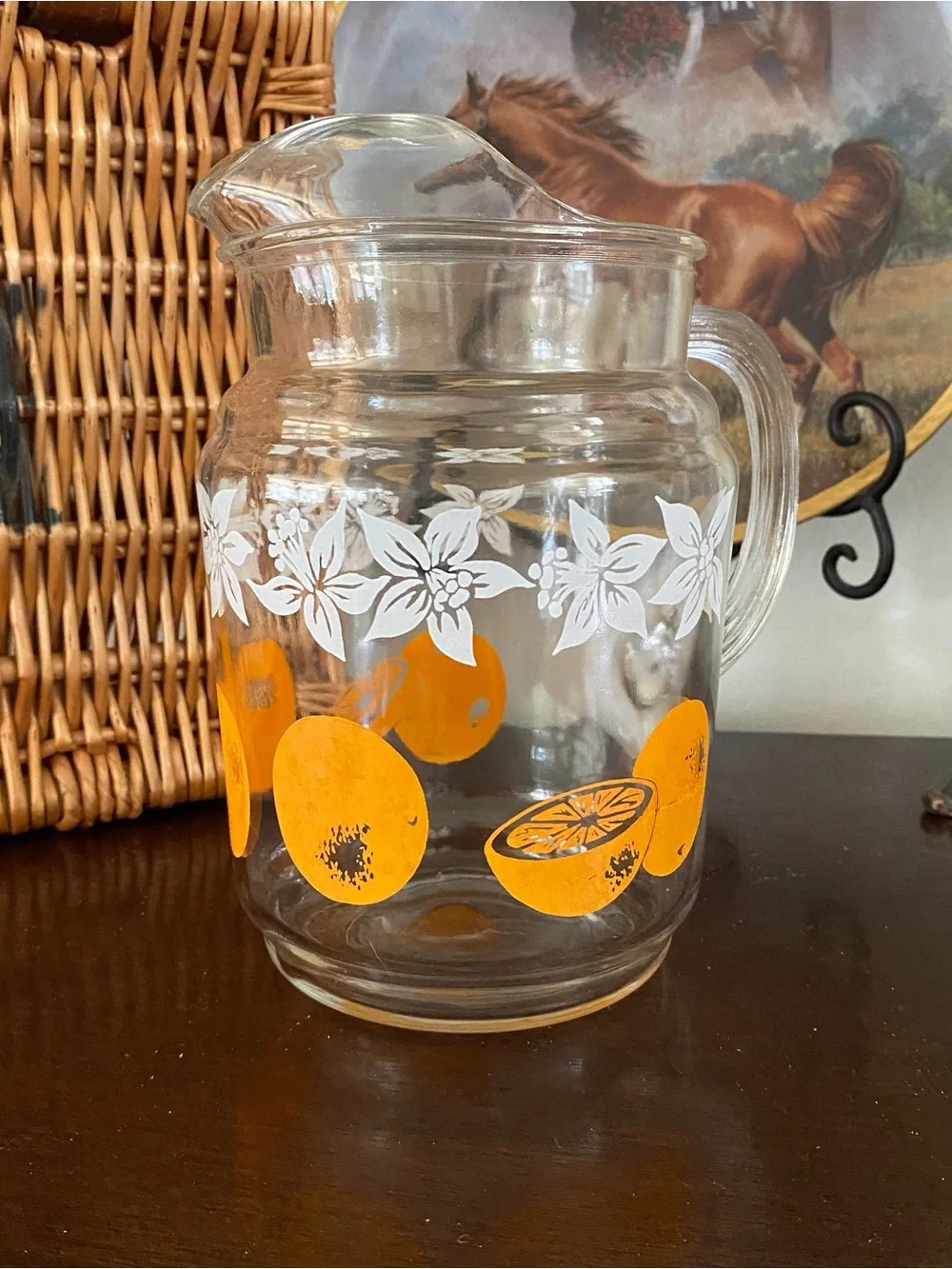 federal glass | Dining | Vintage Federal Glass Juice Pitcher Daffodils ...